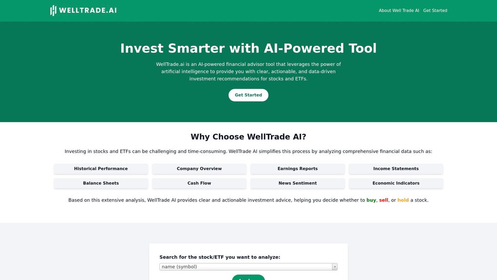 AI 비즈니스를 위한 Well Trade AI - 리뷰, 기능 및 사용 사례