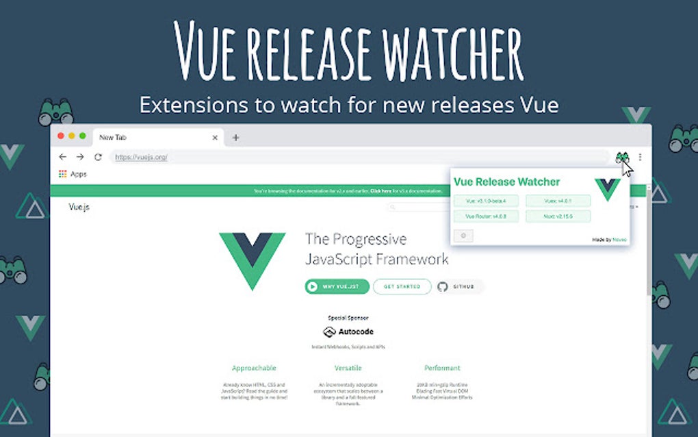 Vue release watcher for Google Chrome - Extension Download