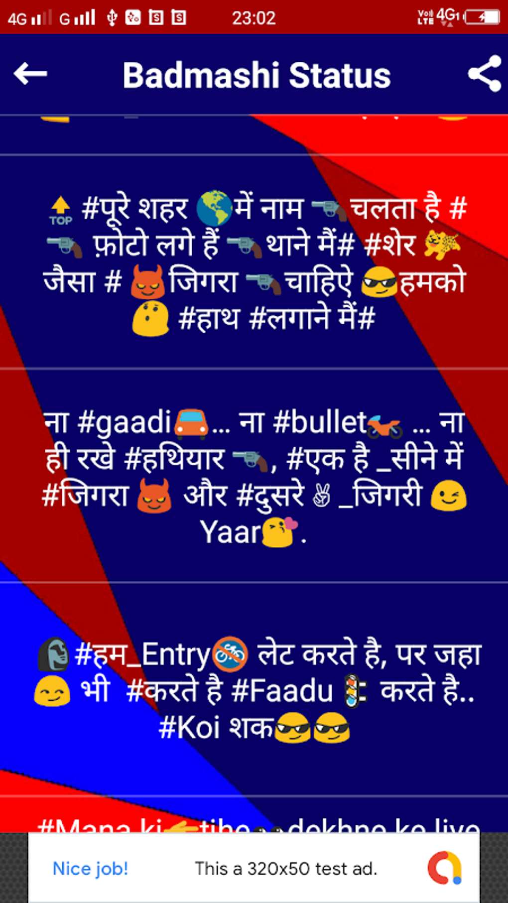 Badmashi Status - बदमाशी Attitude Shayari in Hindi APK for Android ...