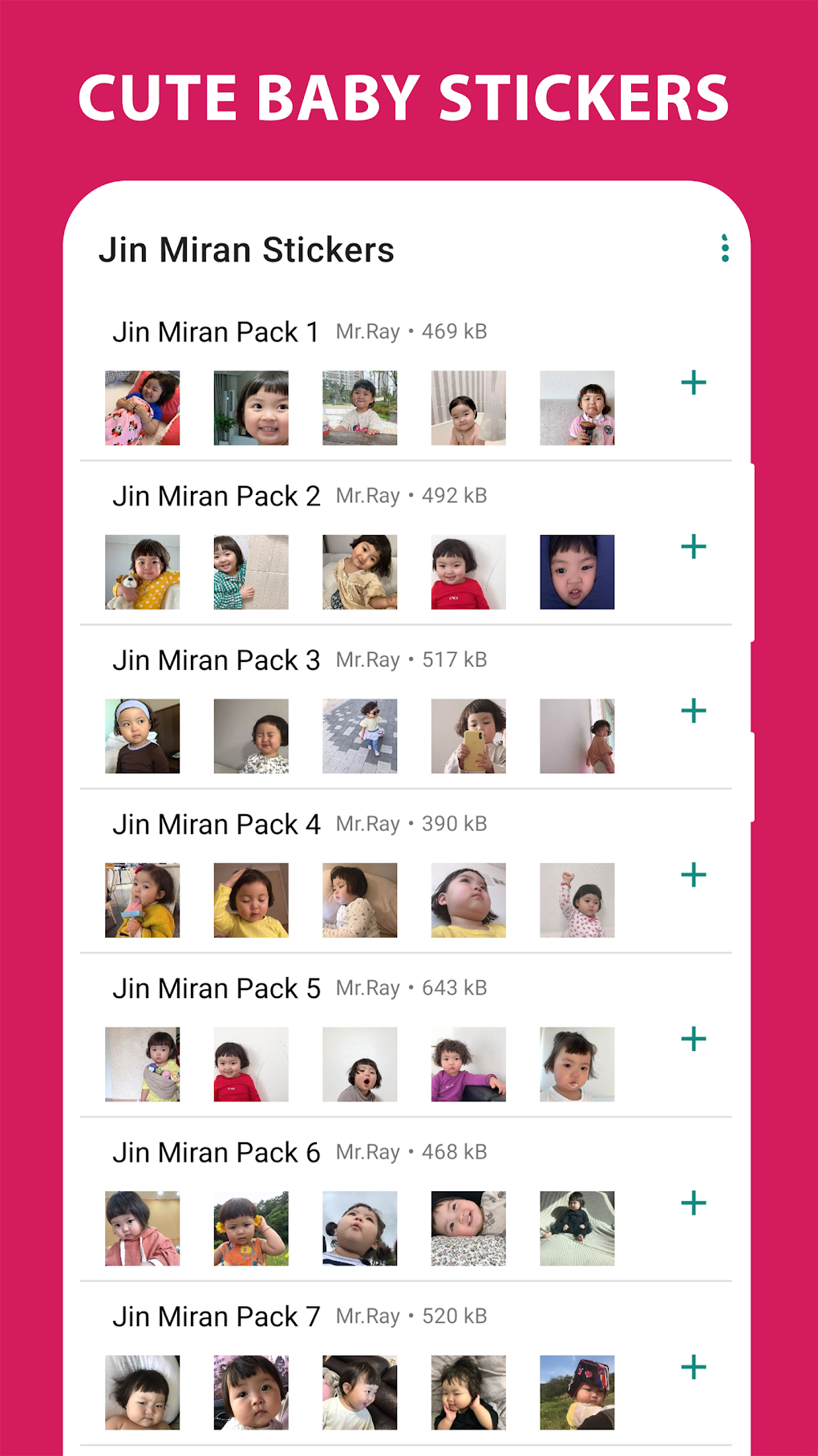 Cute Baby Stickers: Jin Miran pour Android - Télécharger