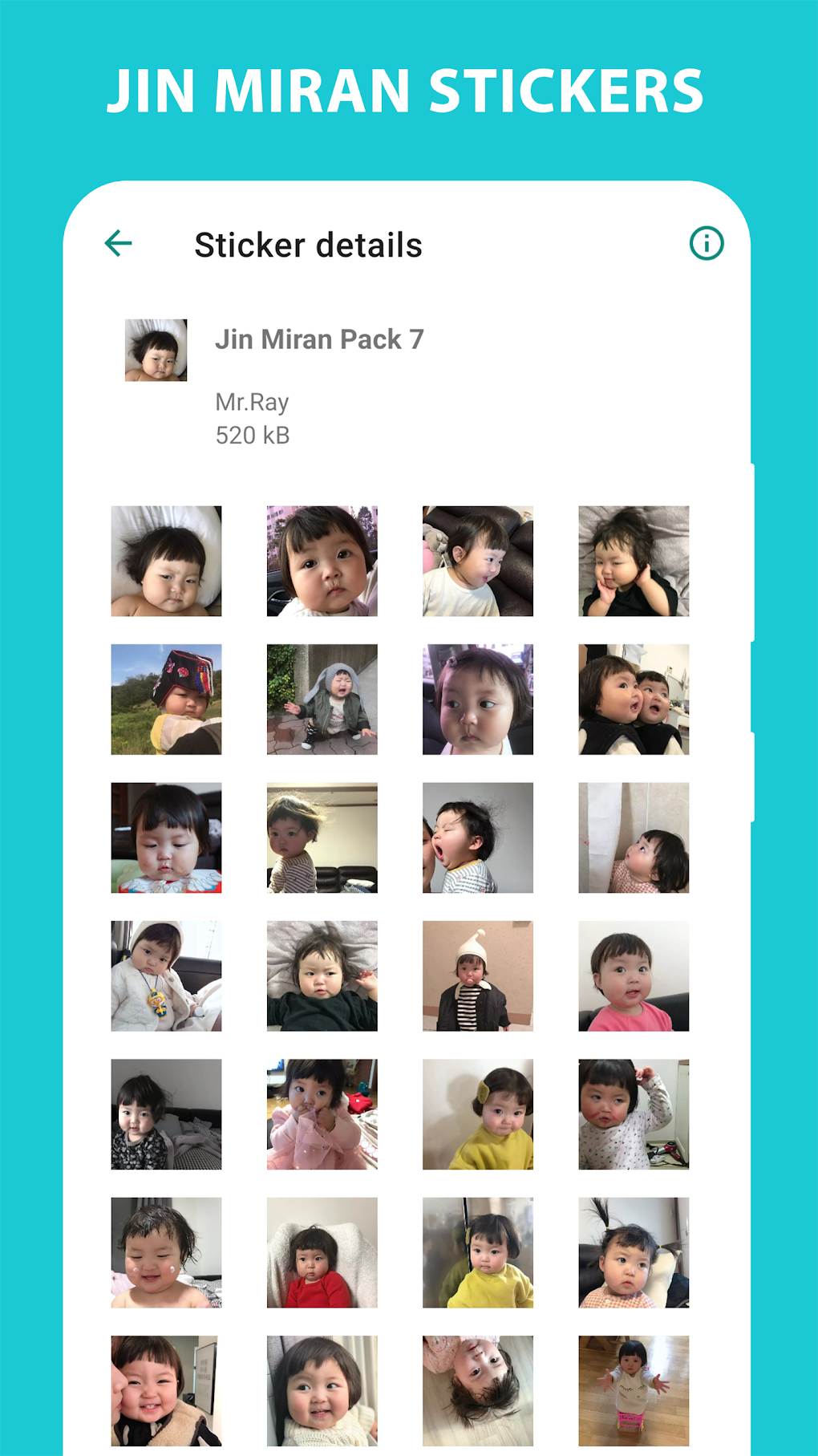 Cute Baby Stickers: Jin Miran pour Android - Télécharger