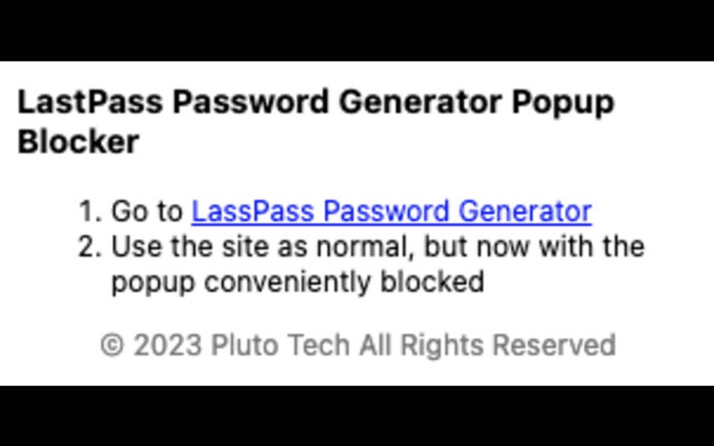 LastPass Password Generator Popup Blocker pour Google Chrome ...