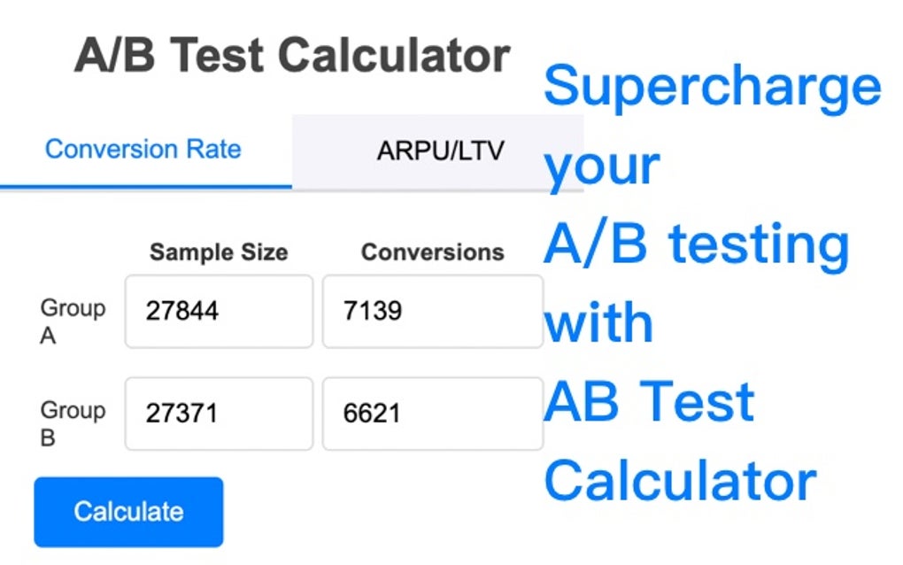 A/B Test Calculator for Google Chrome - Extension Download