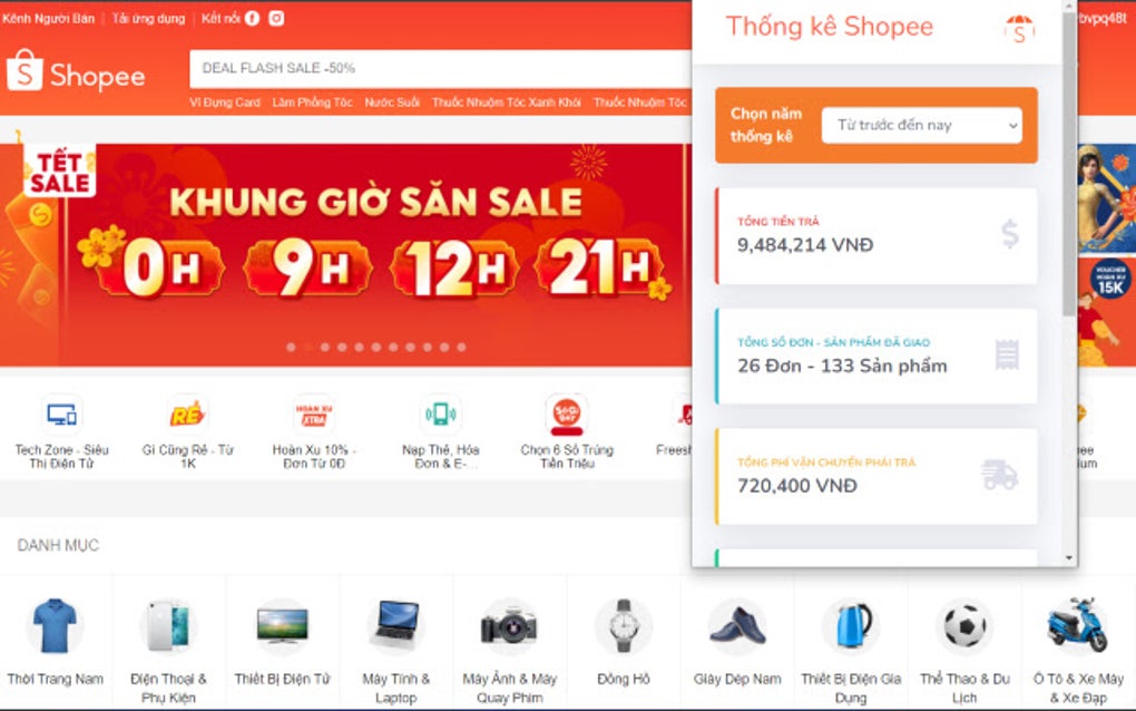 Thống kê shopee for Google Chrome - Extension Download