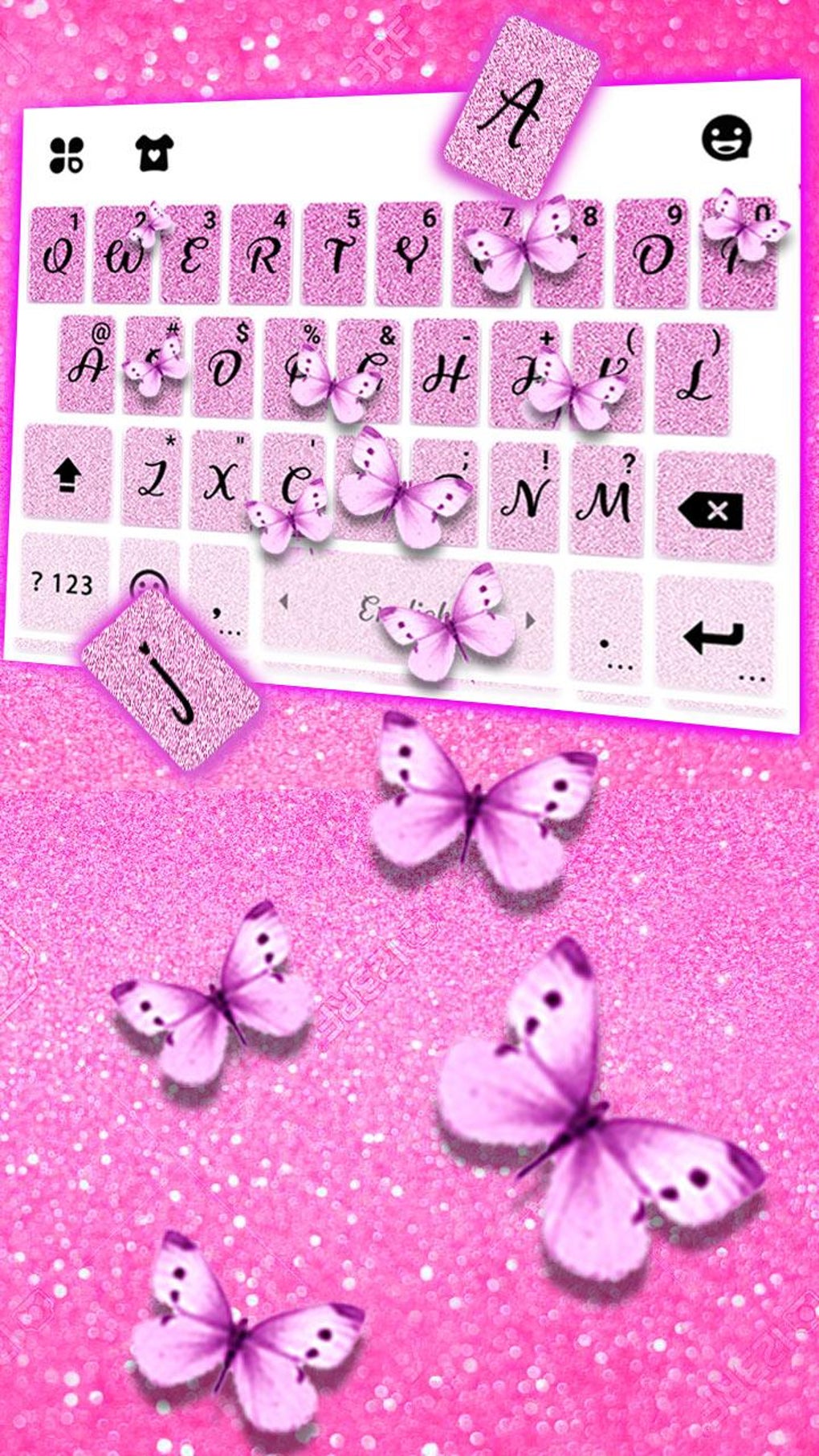 Pink Glitter Butterfly Keyboard Theme APK for Android - Download