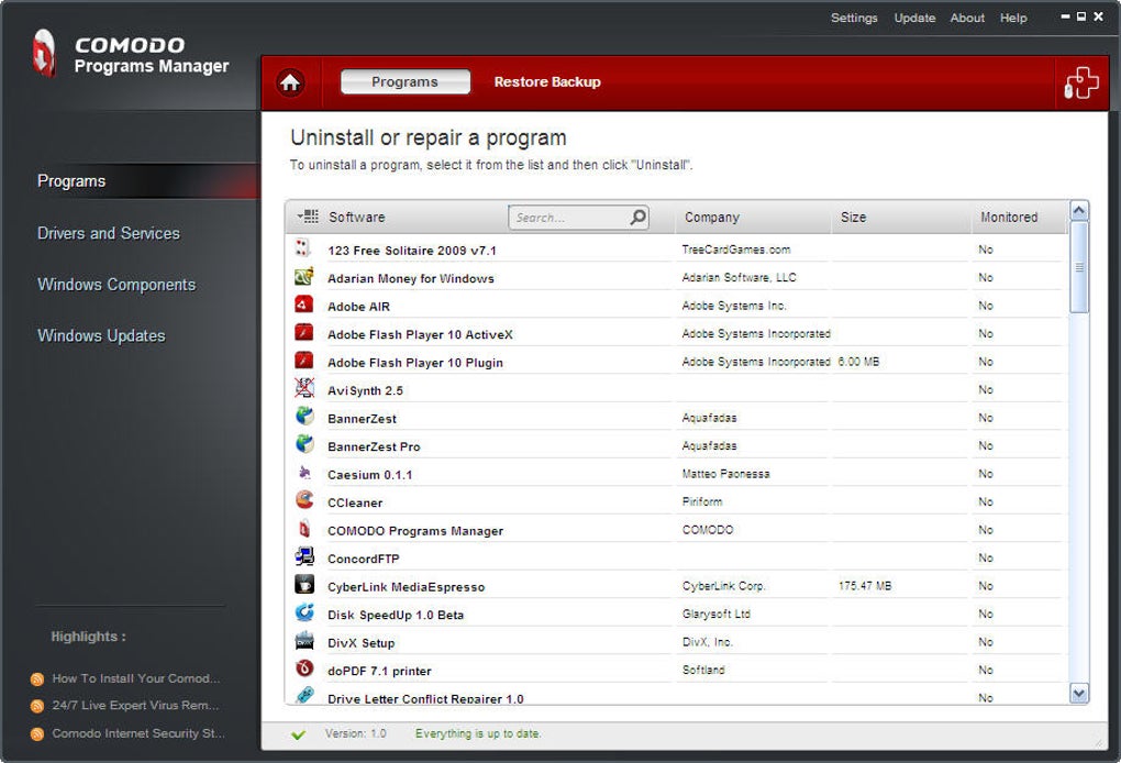 Comodo Programs Manager - Download