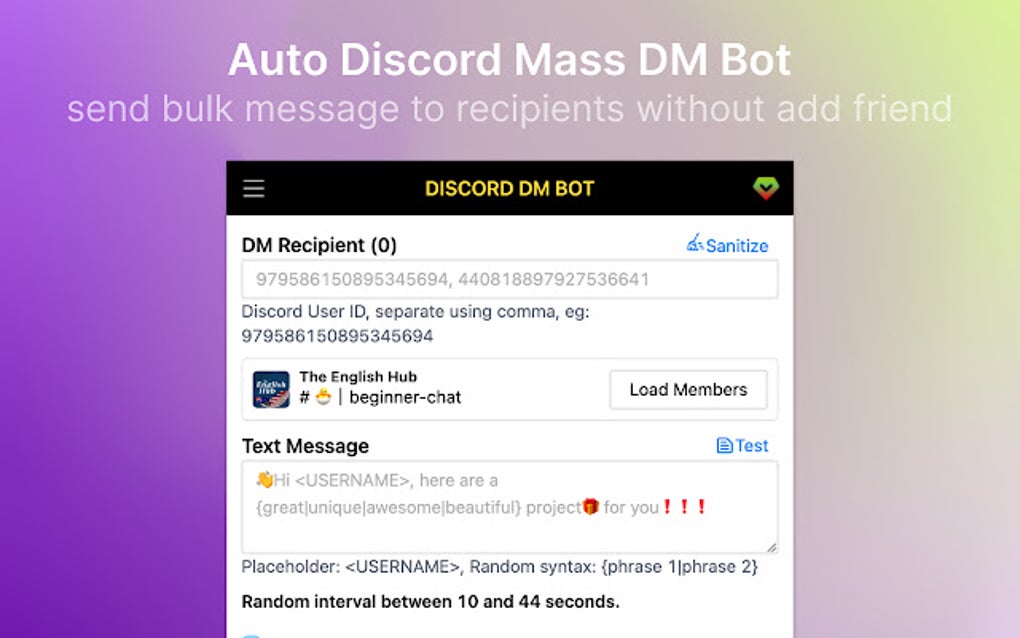 dSender - Mass DM bot for Discord™️ for Google Chrome - Extension Download