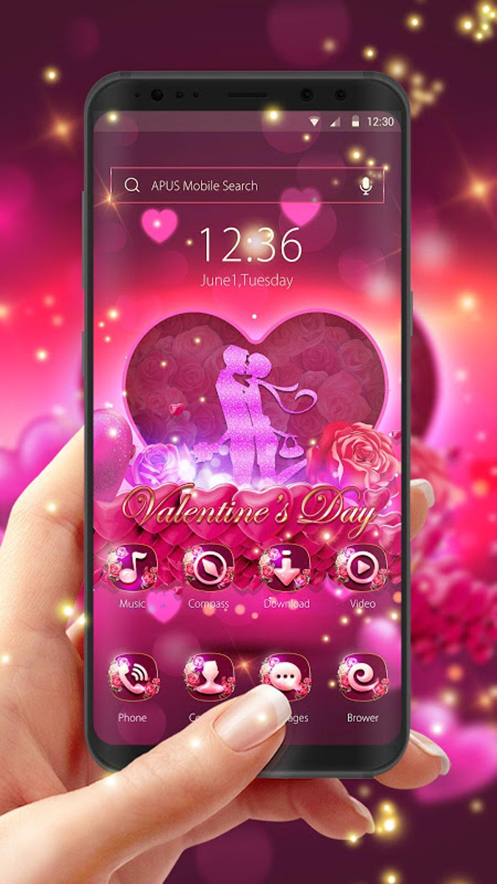 Pink Intimate Lover-APUS Valentine's Day Theme para Android - Descargar