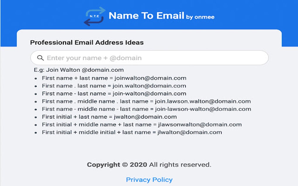 Name to Email by Onmee for Google Chrome - Extension Download