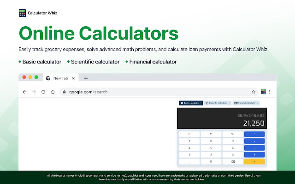 Calculator Whiz for Google Chrome - Extension Download