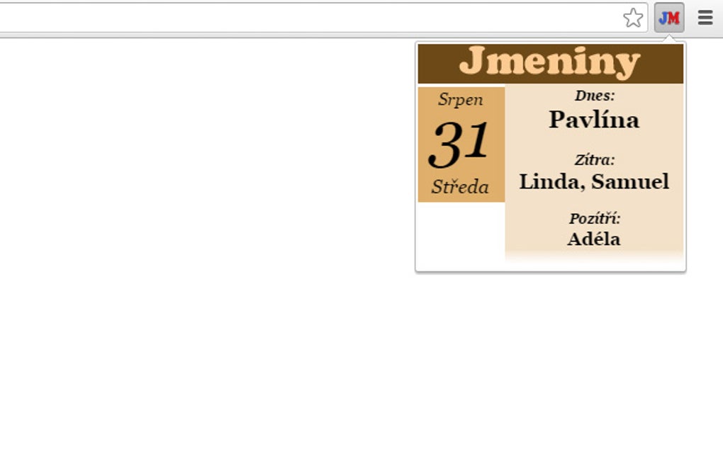 Jmeniny Google Chrome 용 - 확장 프로그램 다운로드