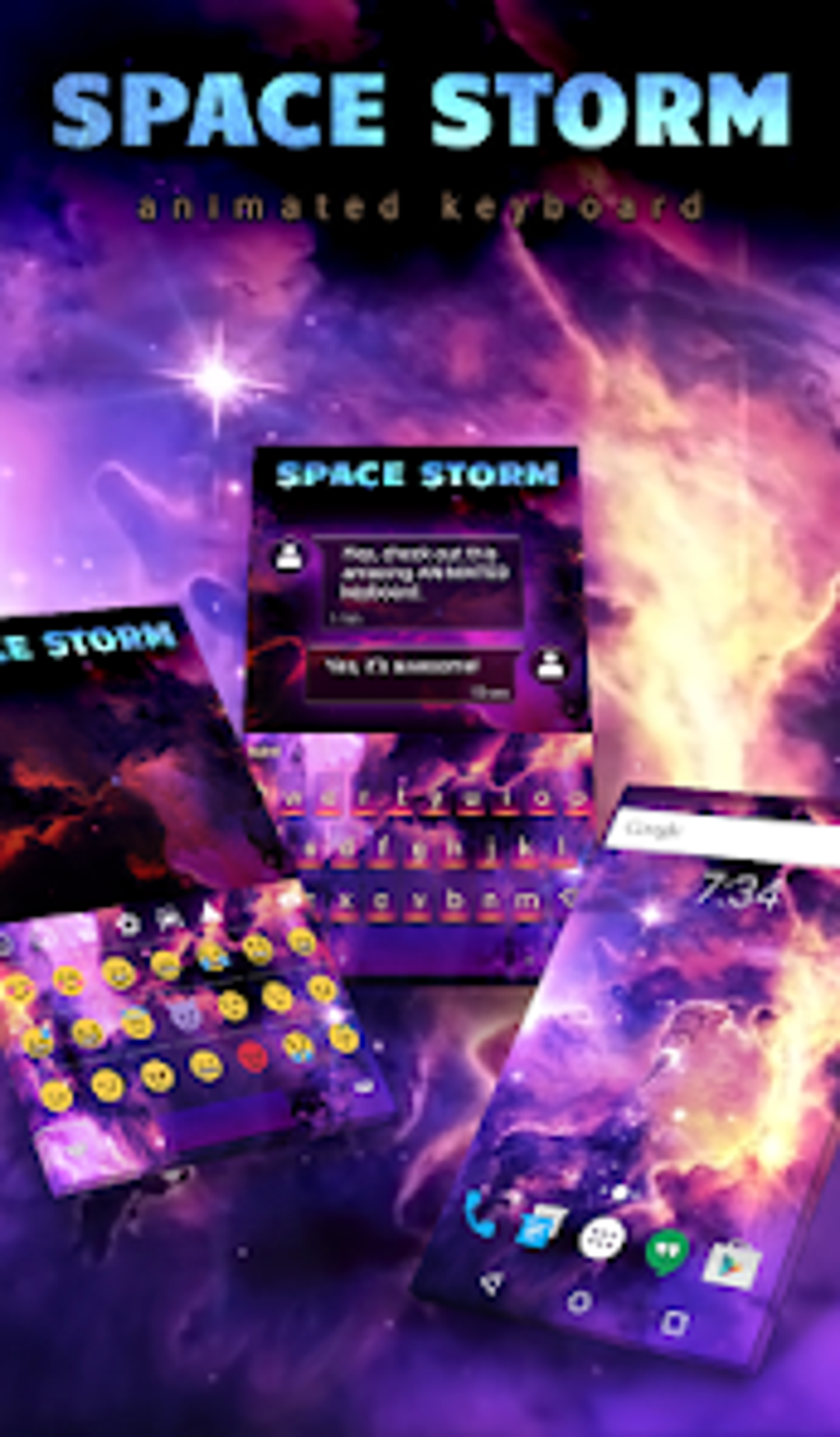 Android Space Storm Animated Keyboard 