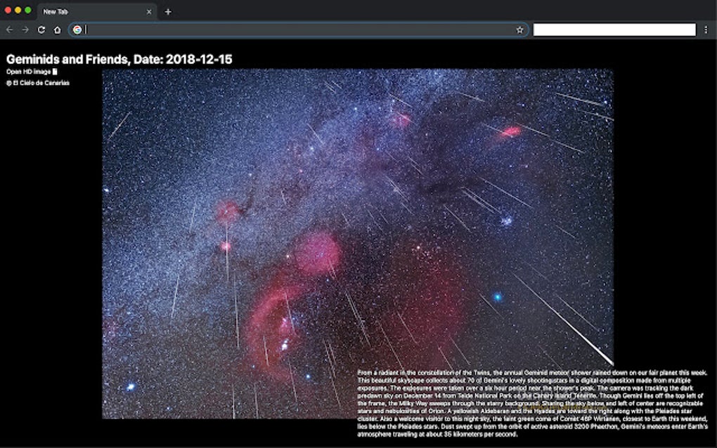 Random NASA Pic of the Day for Google Chrome - Extension Download