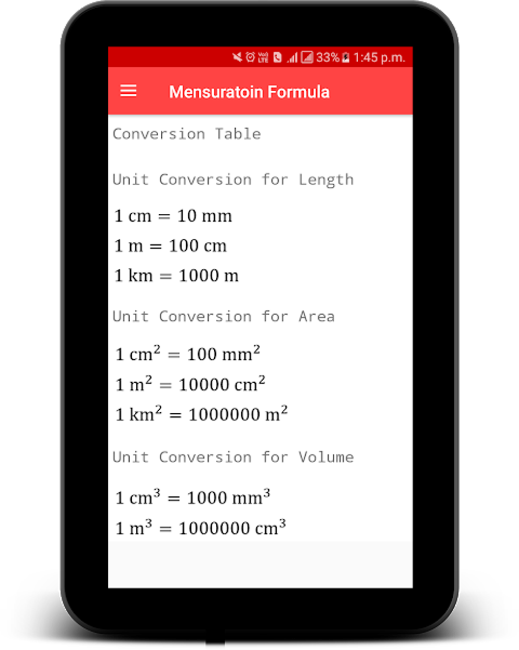 Mensuration Formula Area And Volume Calculation APK F r Android 