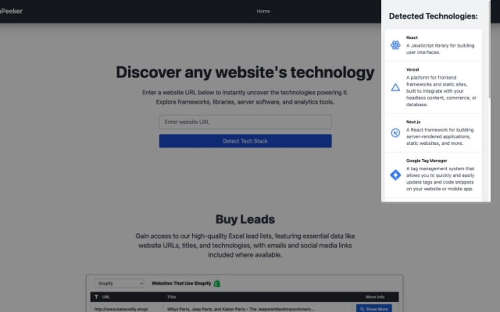 Tech Stack Analyzer - TechPeeker cho Google Chrome - Tiện ích mở rộng ...