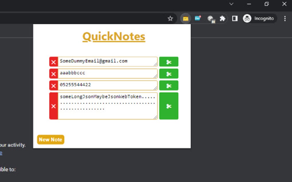 quickNote Google Chrome 용 - 확장 프로그램 다운로드