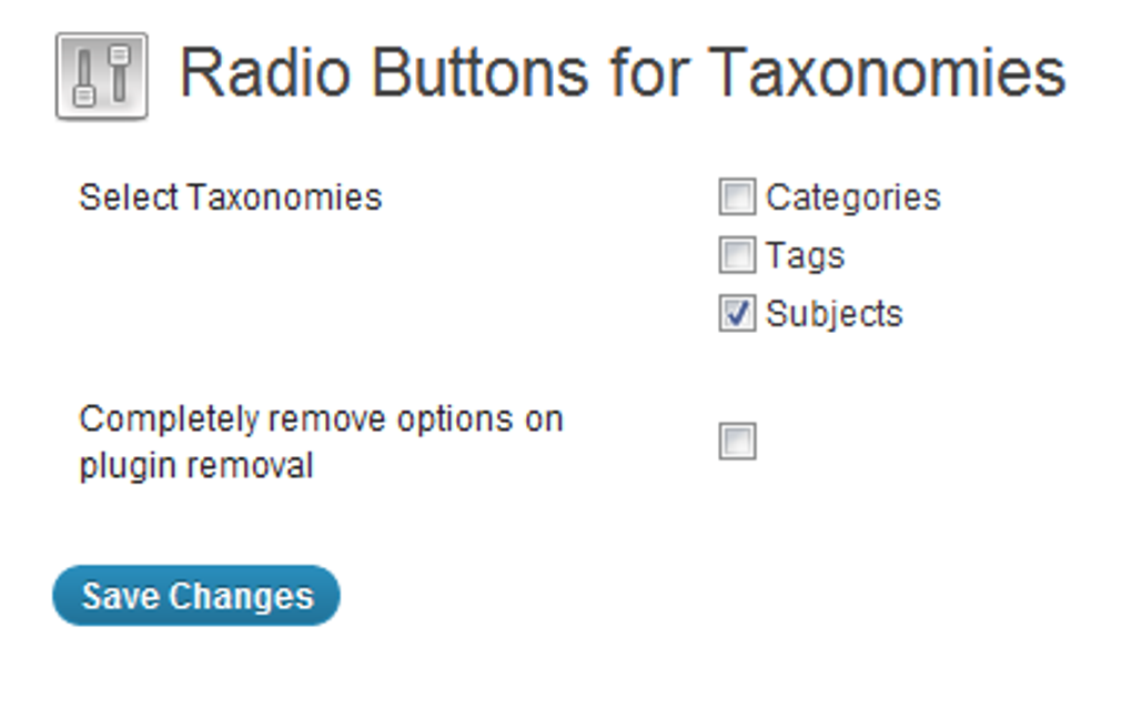 Radio Buttons for Taxonomies para WordPress - Descargar