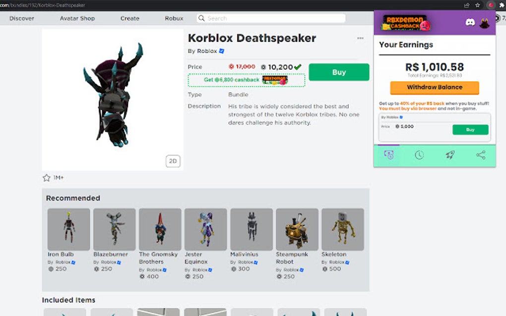 RBXDemon Cashback: Get Robux back from Roblox para Google Chrome ...