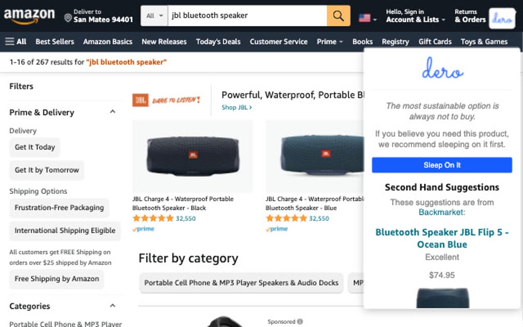 Dero - Buy Less Or Secondhand for Google Chrome - Extension Download
