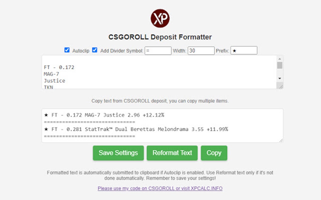 CSGOROLL deposit formatter para Google Chrome - Extensión Descargar