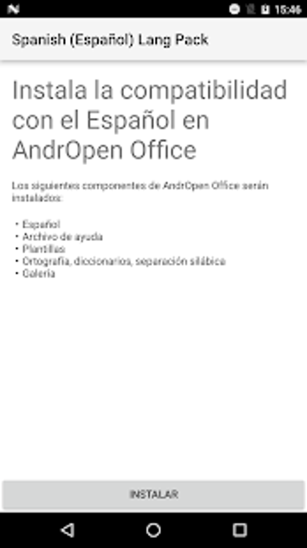 Spanish Español Lang Pack for AndrOpen Office APK para Android - Descargar