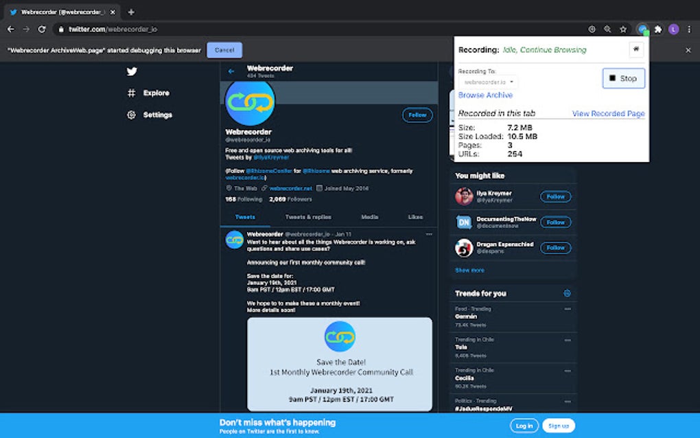 Webrecorder ArchiveWeb.page for Google Chrome - Extension Download