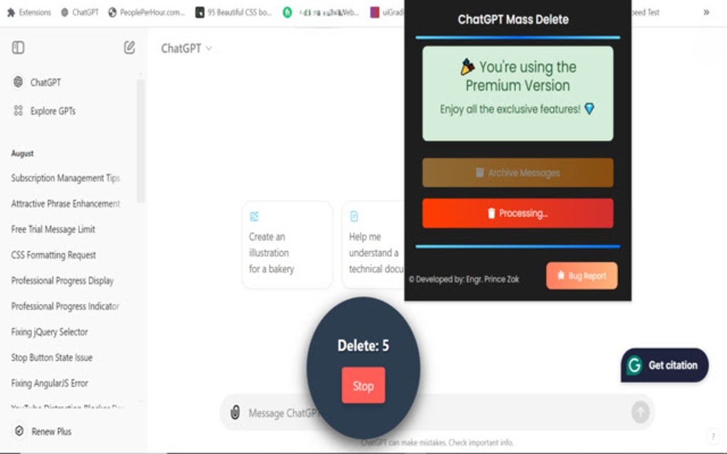 Delete ChatGPT Messages para Google Chrome - Extensión Descargar