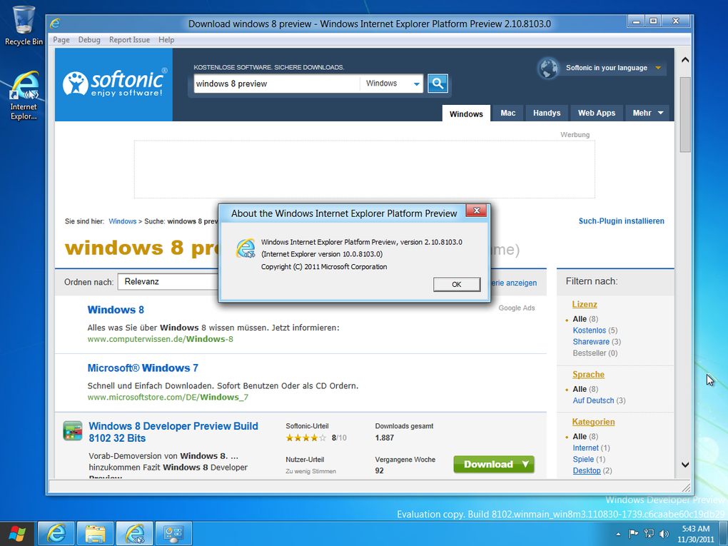 Internet Explorer 10 Platform Preview 4 - Descargar