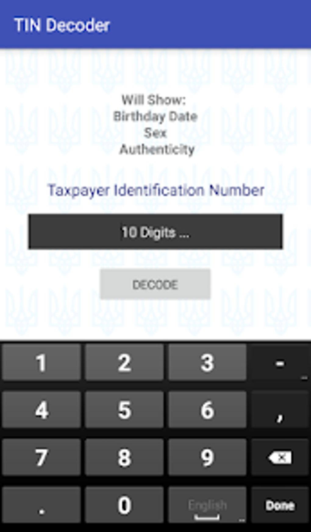 Decode TIN Ukrainian for Android - Download