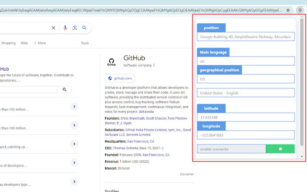 G Search Geographic Location Switching สำหรับ Google Chrome - ส่วนขยาย ดาวน์โหลด