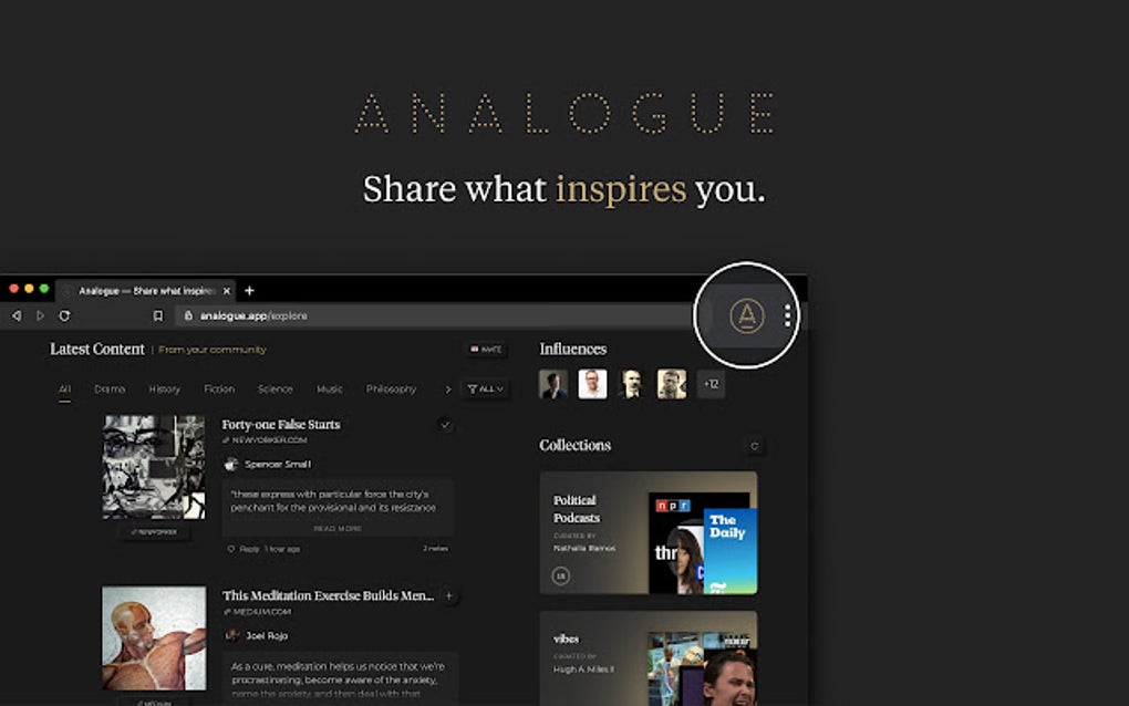 Analogue สำหรับ Google Chrome - ส่วนขยาย ดาวน์โหลด