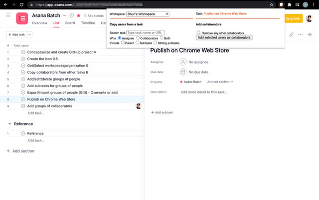 Asana Batch for Google Chrome - Extension Download