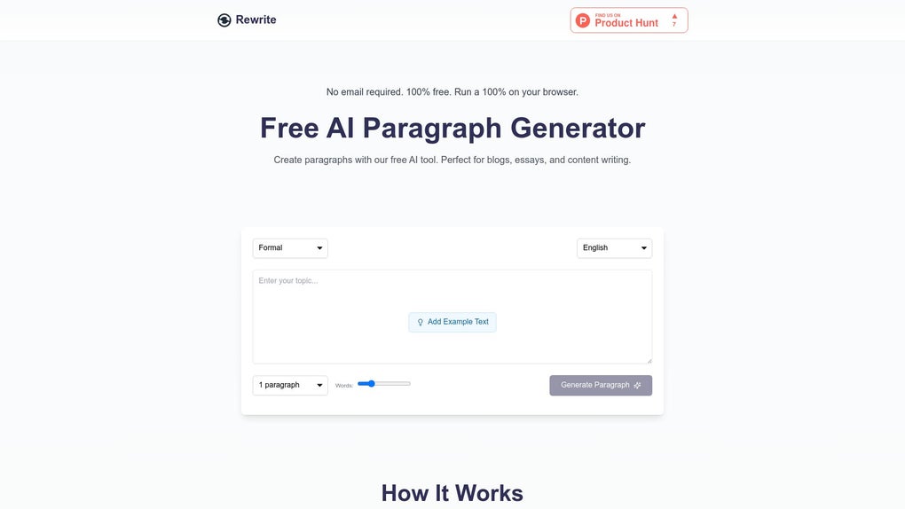 AI 필기 보조기를 위한 Paragraph Generator - 리뷰, 기능 및 사용 사례