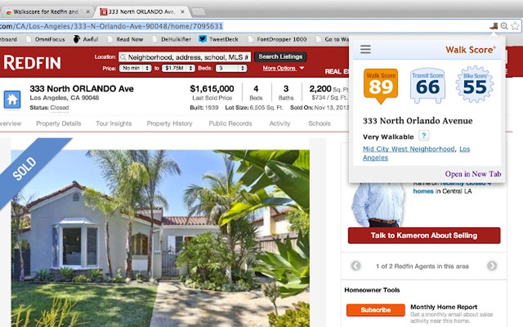Walk Score for Redfin and TheMLS.com para Google Chrome - Extensión Descargar