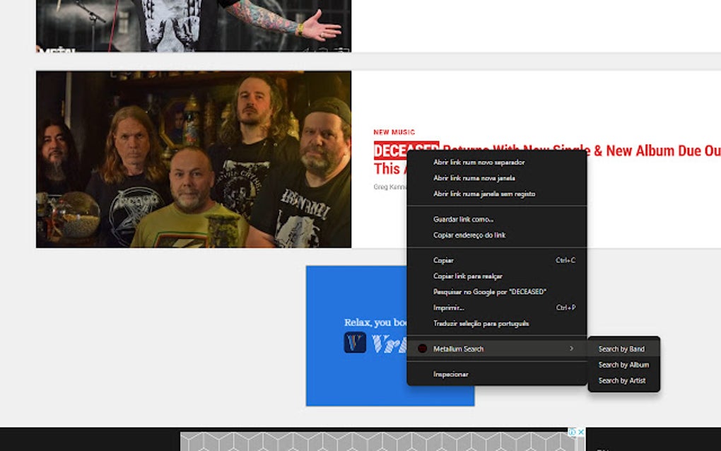 Metallum Search for Google Chrome - Extension Download