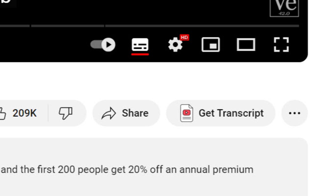 YouTube Transcript Button สำหรับ Google Chrome - ส่วนขยาย ดาวน์โหลด