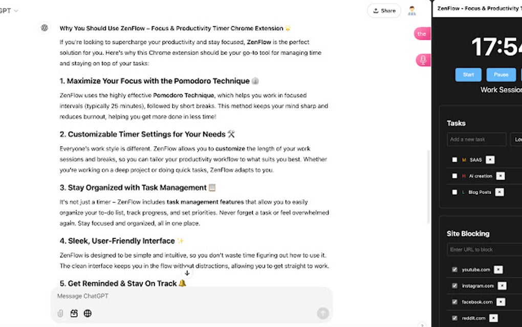 ZenFlow - Focus & Productivity Timer Google Chrome 용 - 확장 프로그램 다운로드