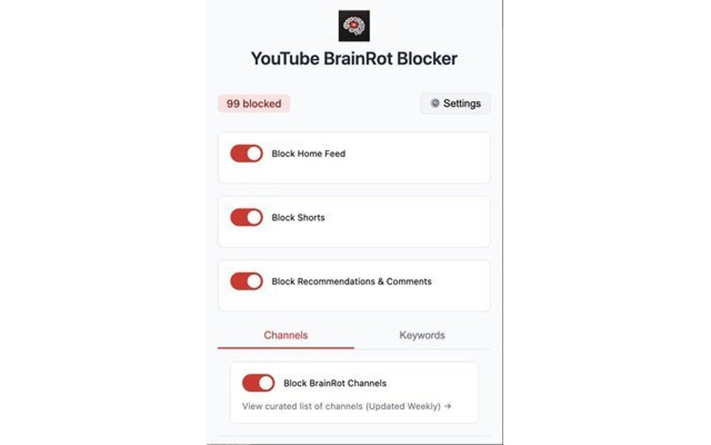 YouTube Brainrot Blocker - Advanced filtering for YouTube สำหรับ Google Chrome - ส่วนขยาย ดาวน์โหลด
