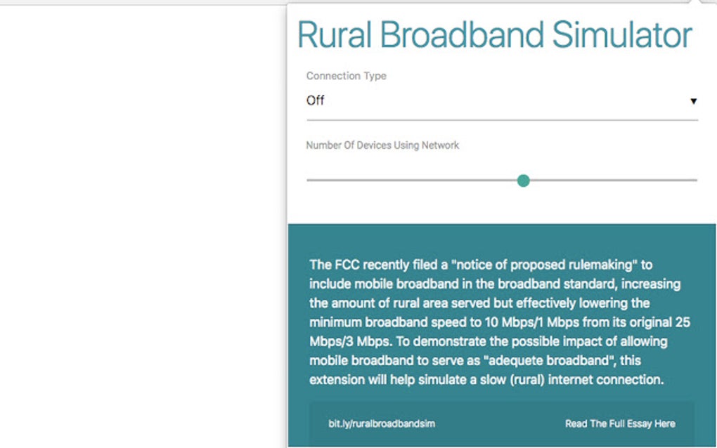 Rural Broadband Simulator for Google Chrome - Extension Download
