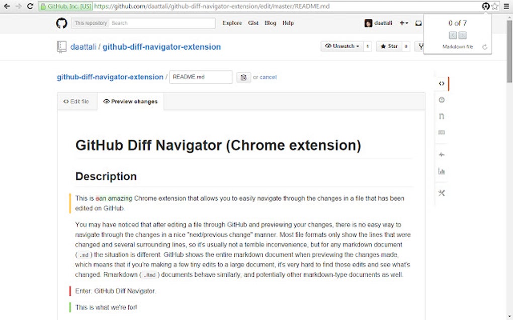 Diff Navigator for GitHub for Google Chrome - Extension Download
