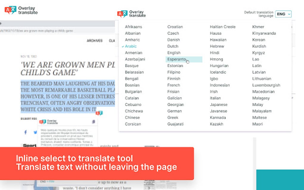 Overlay Translate for Google Chrome - Extension Download