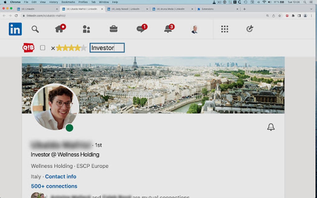 Q!B-crm Linkedin networking improved para Google Chrome - Extensión Descargar