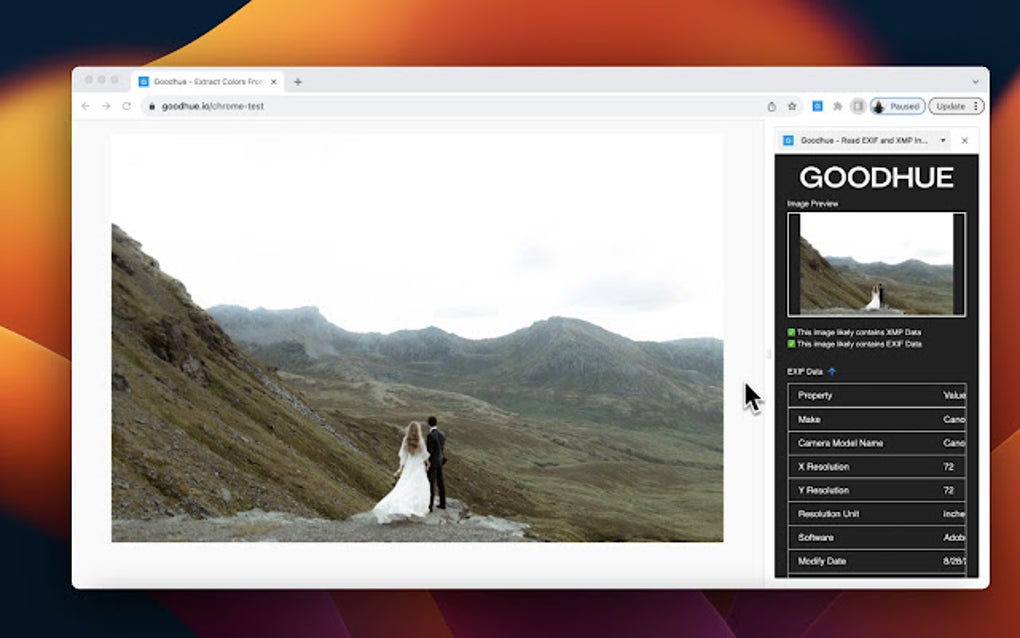 Goodhue - Read EXIF and XMP Information for Google Chrome - Extension Download