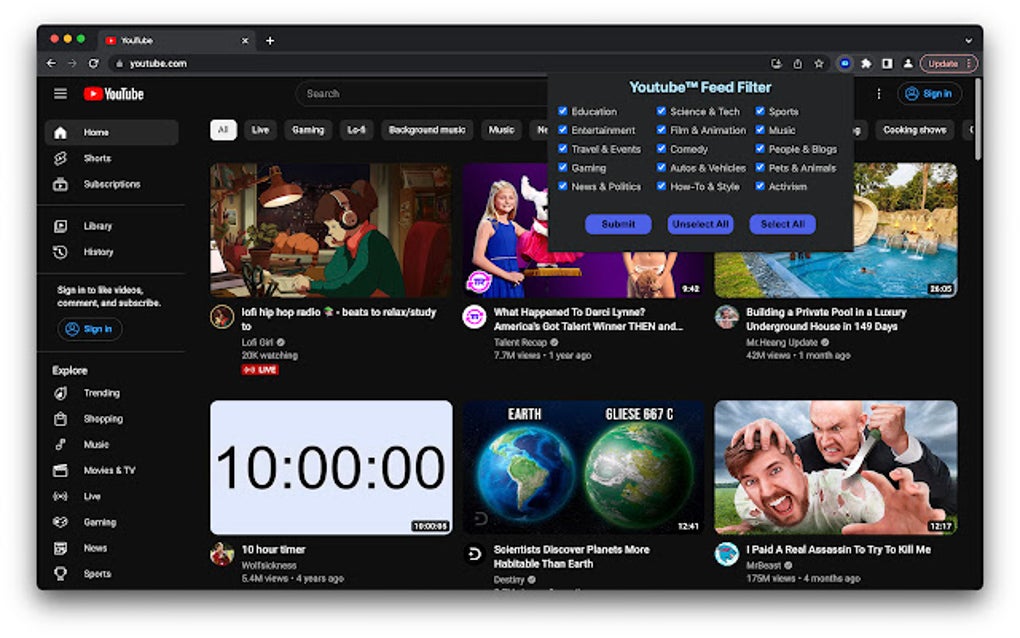 YouTube Feed Filter for Google Chrome - Extension Download