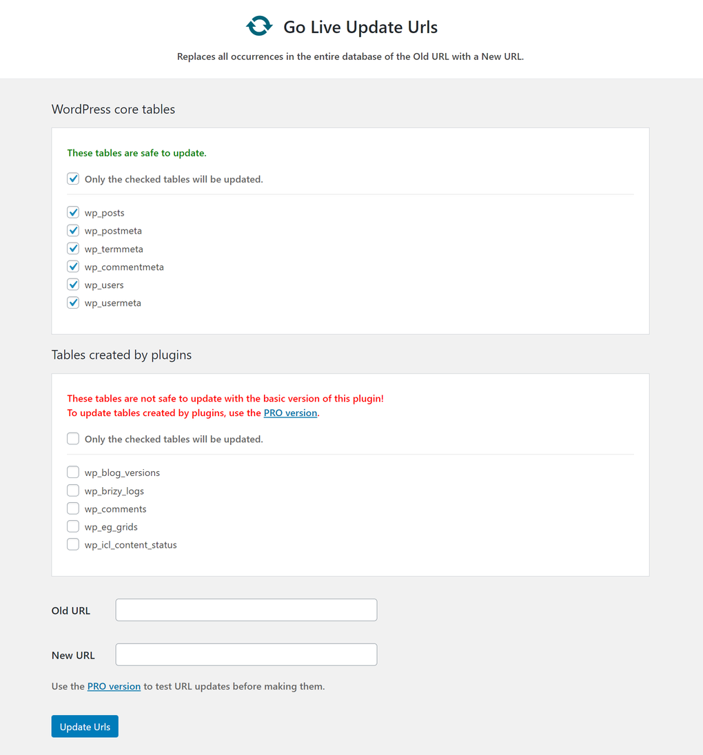 Go Live Update Urls para WordPress - Descargar