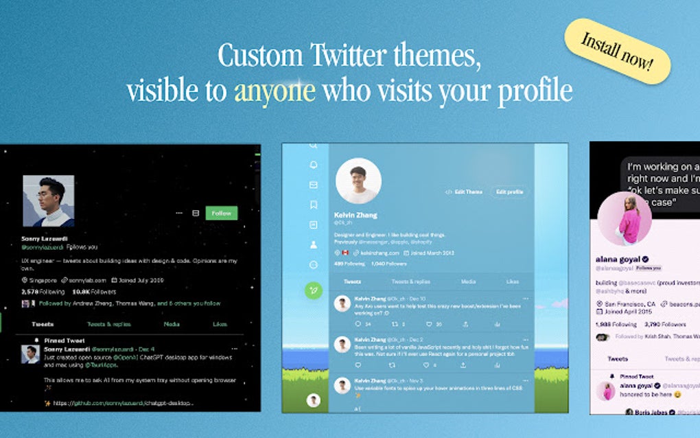 User Themes for Twitter Google Chrome 용 - 확장 프로그램 다운로드