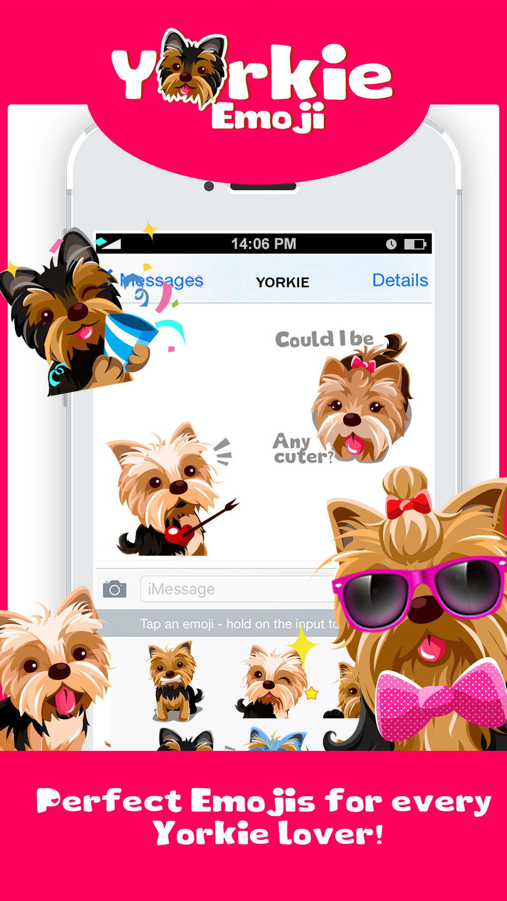 Yorkie Dog Emoji Stickers for iPhone - Download