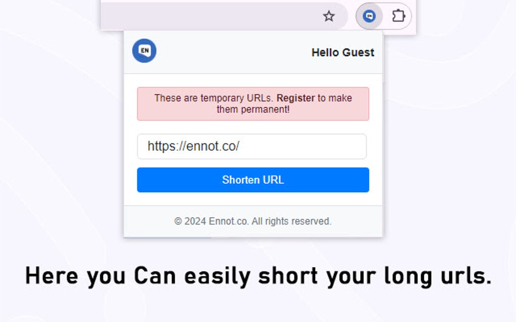 Ennot Short URL Google Chrome 용 - 확장 프로그램 다운로드
