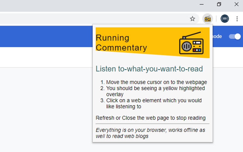 Running Commentary for Google Chrome - Extension Download