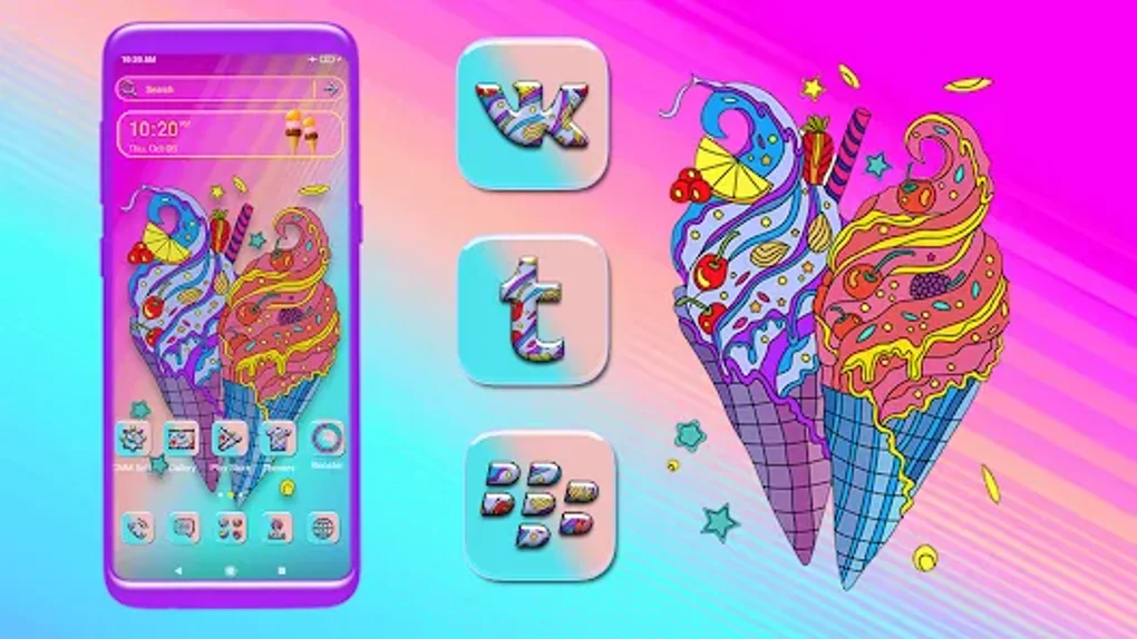Colorful Ice Cream Cones Theme per Android - Download